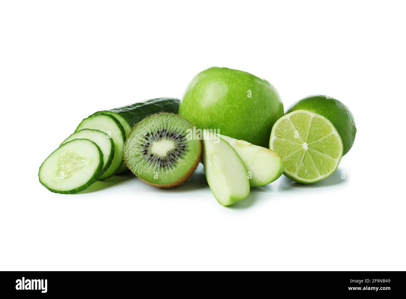 Fresh green food isolated on white background Stock Photo - Alamy