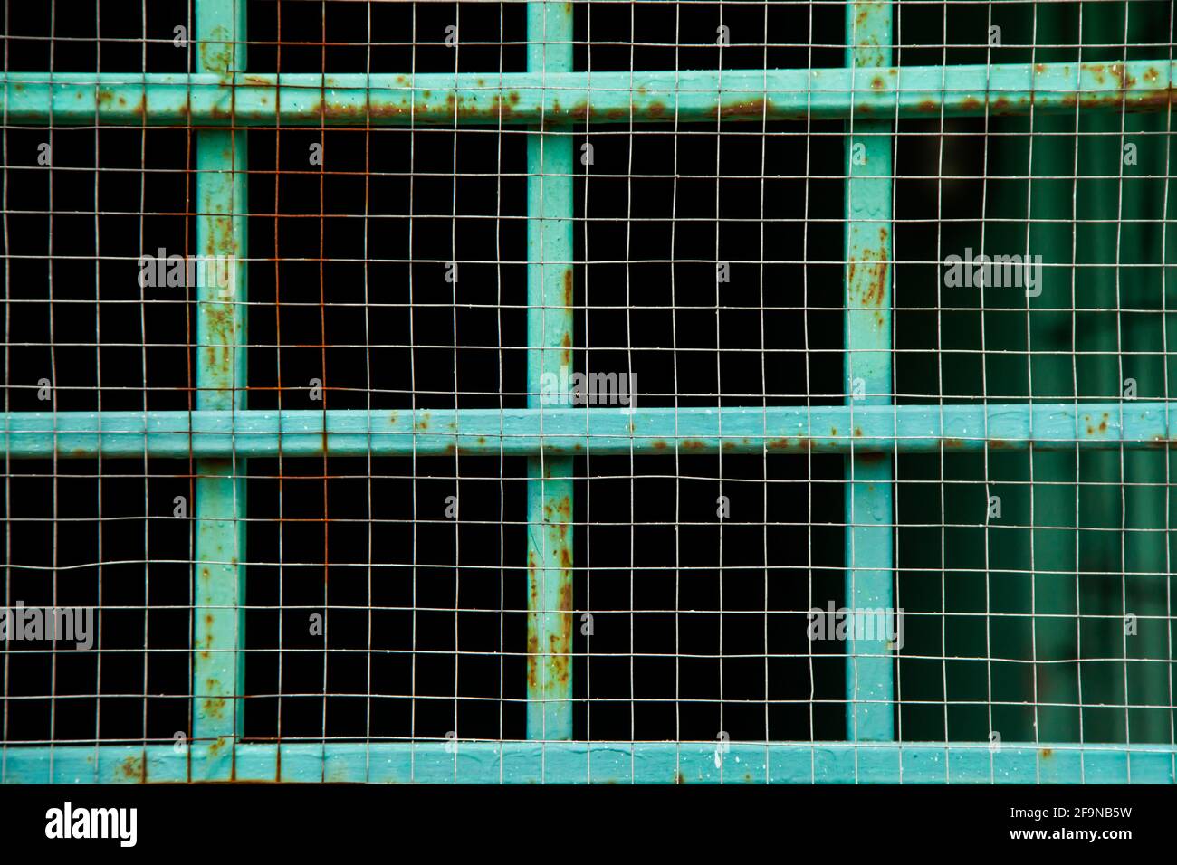 Green metal grid, square bars made of metal rods Stock Photo - Alamy