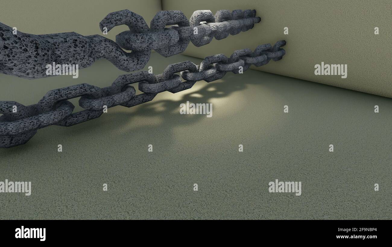 3D illustration of chaine and concrete shape Stock Photo - Alamy