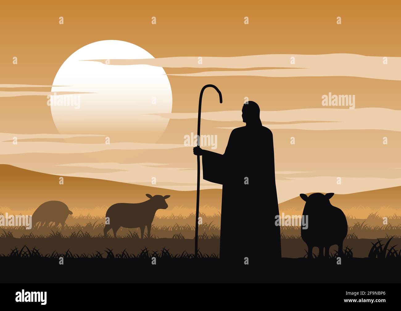 Jesus christ said about the shepherd,vector illustration Stock Vector ...