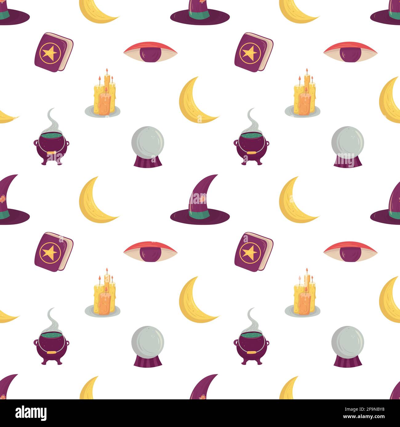 Witch seamless pattern with esoteric mystic elements. Witchcraft supply ...