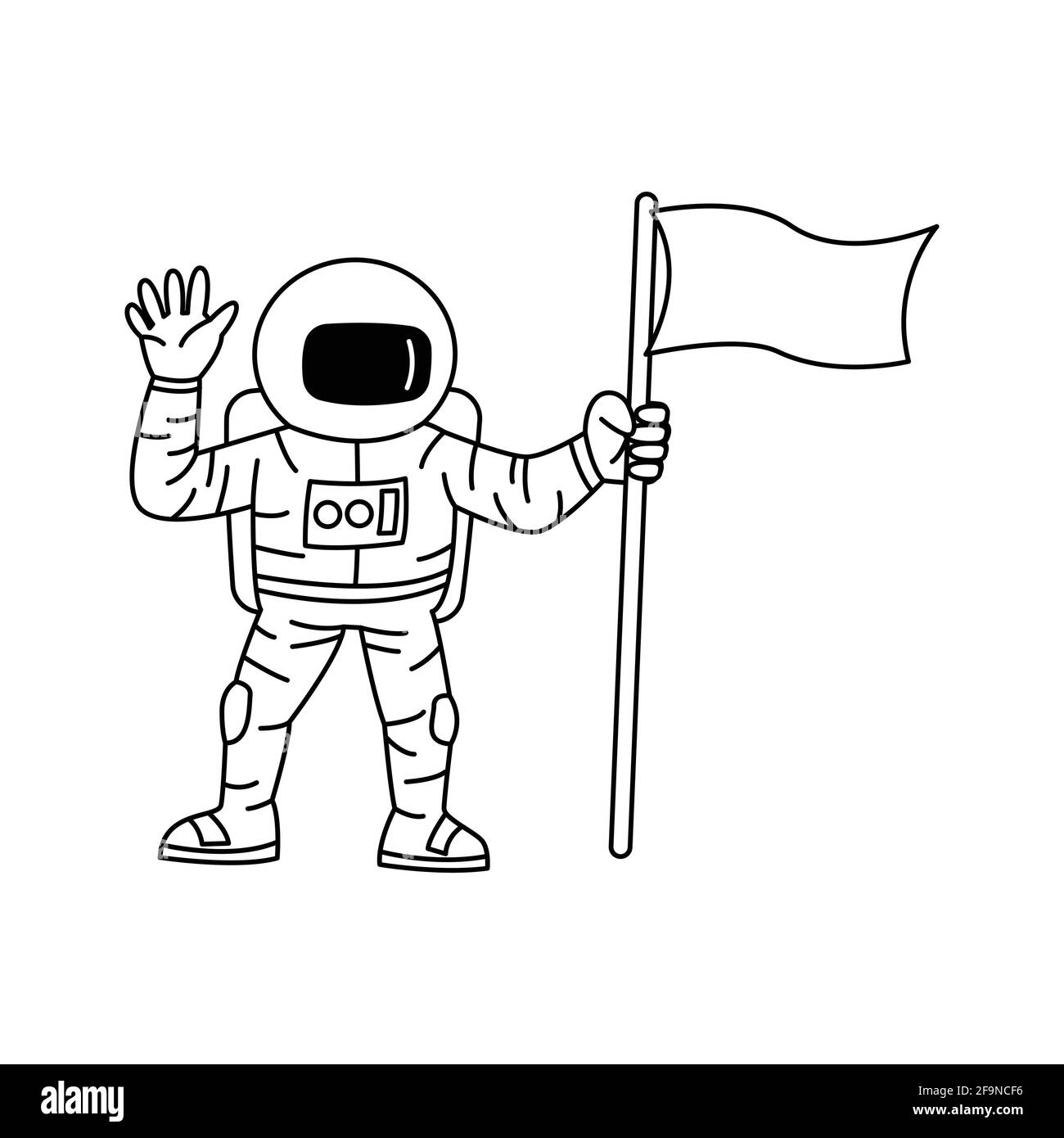 Astronaut Holding Flag Drawing How To Draw Astronaut Step By Step