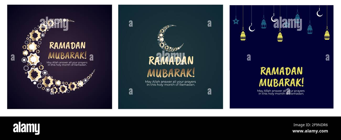 Ramadan Mubarak. Islamic Greeting Cards for Muslim Holidays. Vector ...