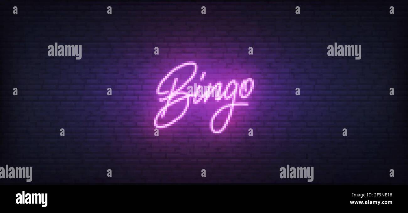 Bingo neon sign. Glowing neon lettering Bingo template Stock Vector ...