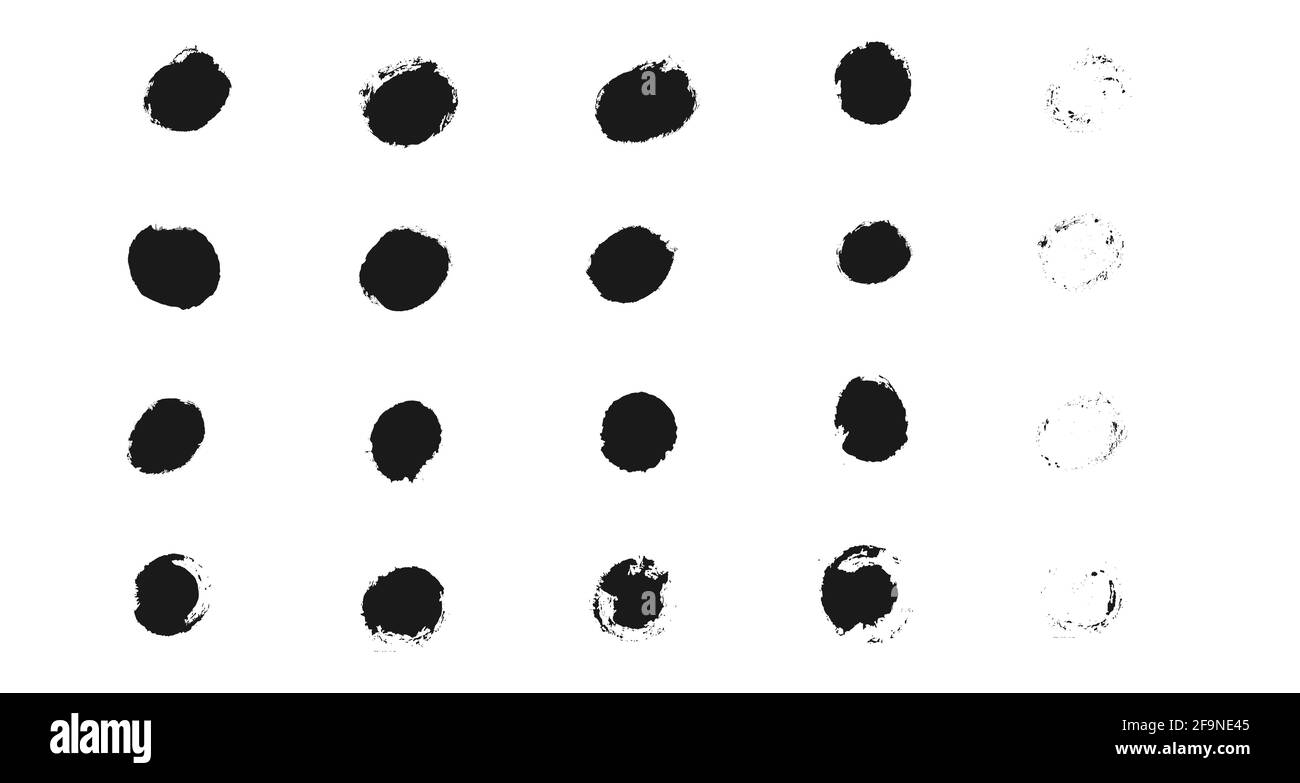 Vector grunge circles collection. Set of ink brush freehand elements ...