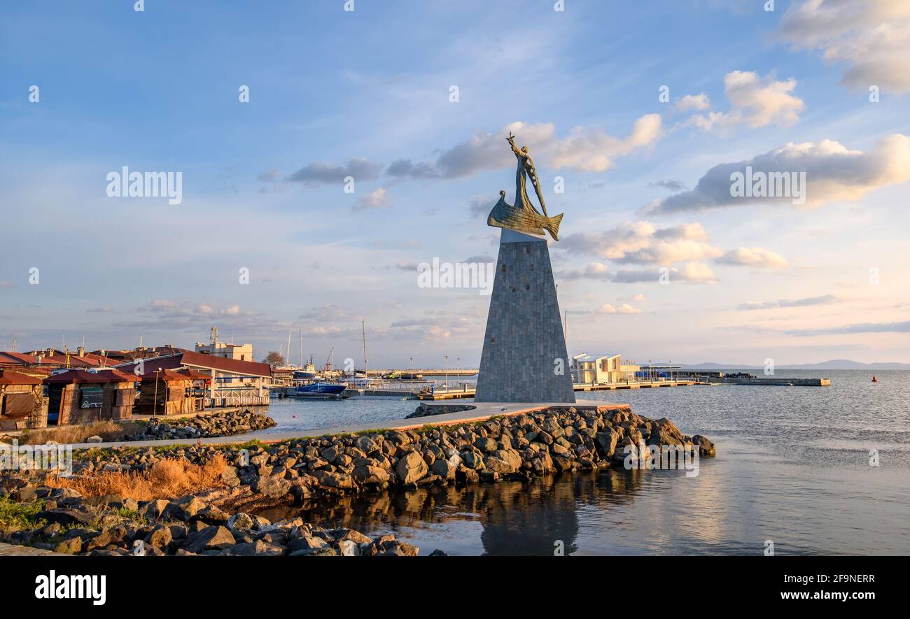 Nessebar, Burgas, Bulgaria. Statue of Saint Nicholas in the old town at ...