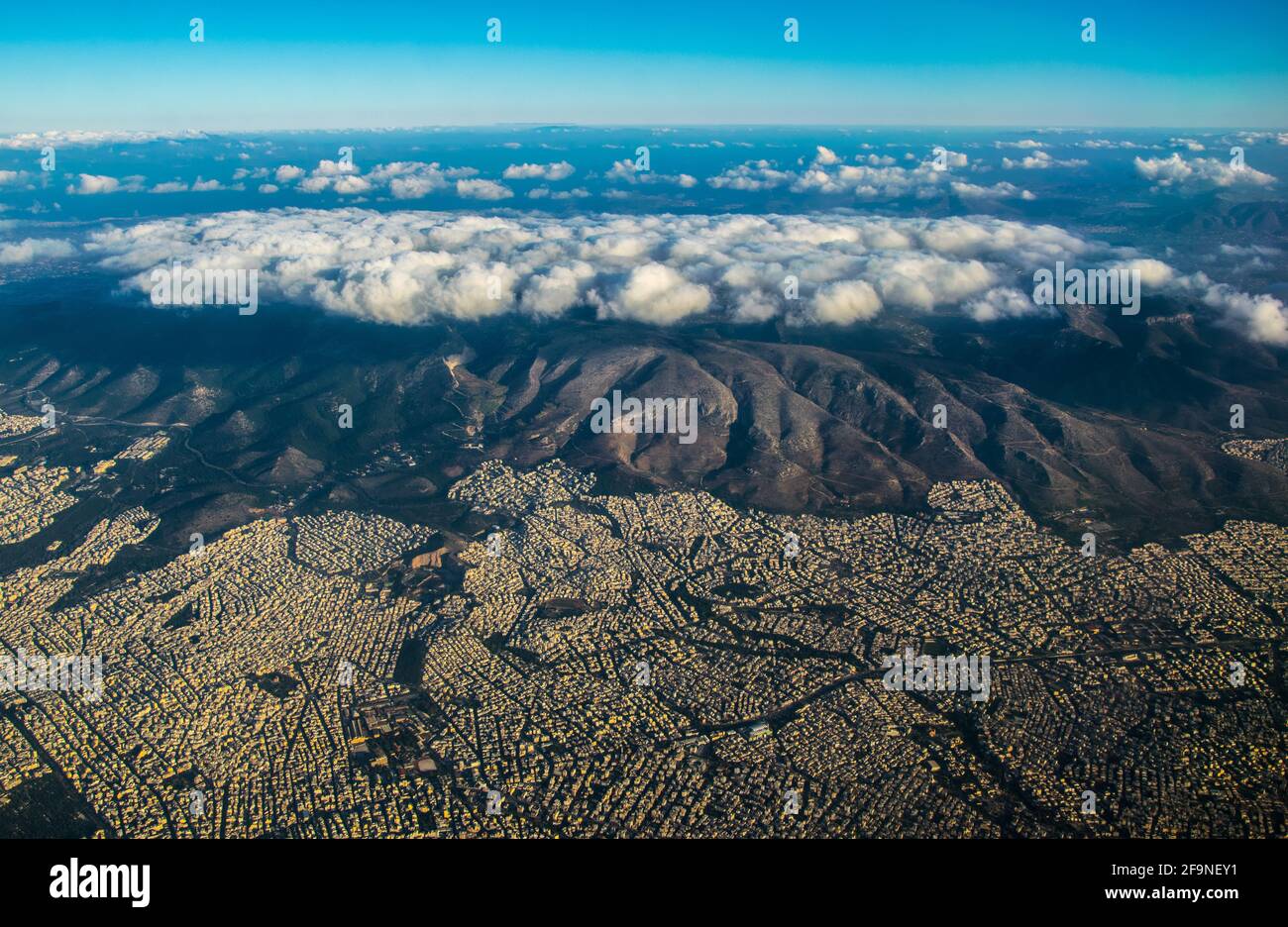 aerial view of the greek capital athens taken from a plane Stock Photo ...