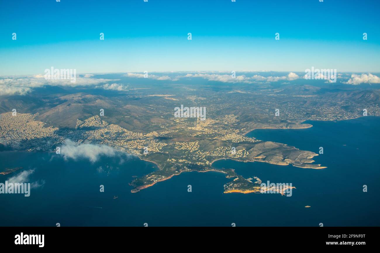 aerial view of the greek capital athens taken from a plane Stock Photo ...