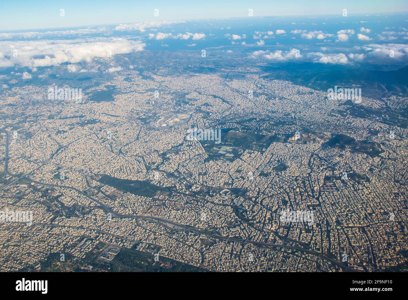 aerial view of the greek capital athens taken from a plane Stock Photo ...