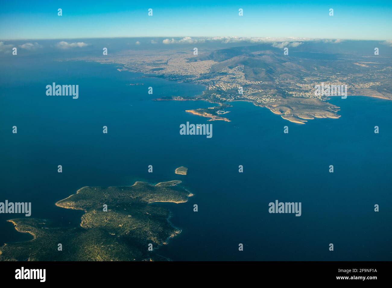 aerial view of the greek capital athens taken from a plane Stock Photo ...