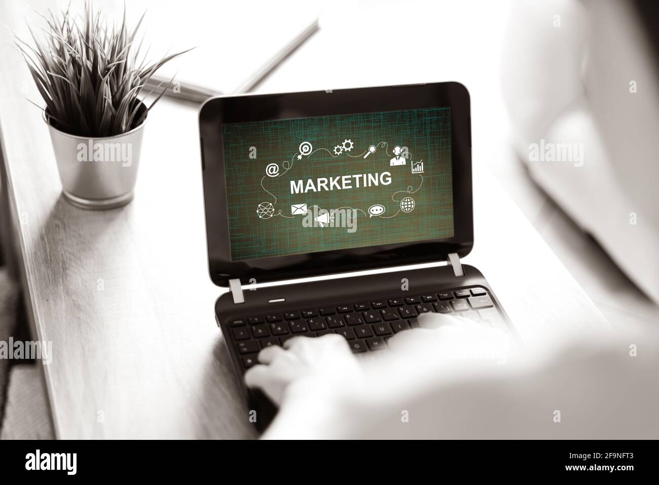 Laptop screen displaying a marketing strategy concept Stock Photo - Alamy