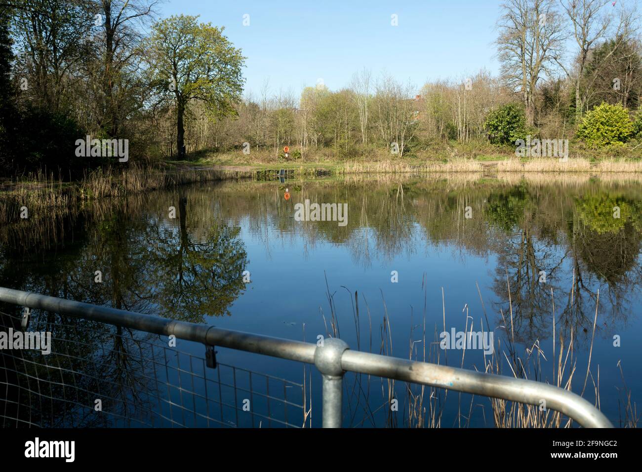 The round pool in spring, Fox Hollies Park, Acocks Green, West Midlands ...
