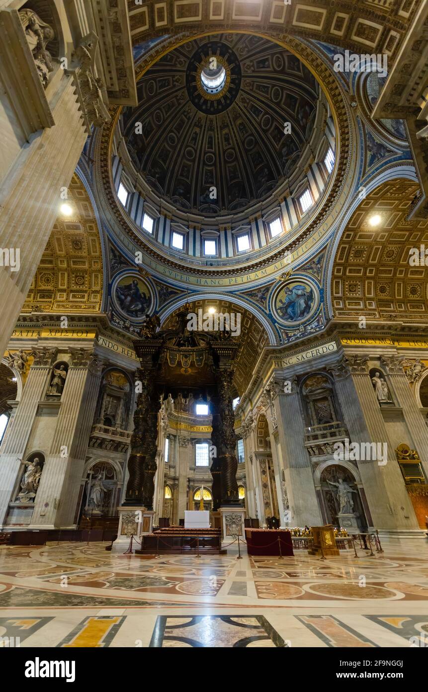 Vatican city, Rome, Italy. Interior of the St. Peter's Basilica. the ...