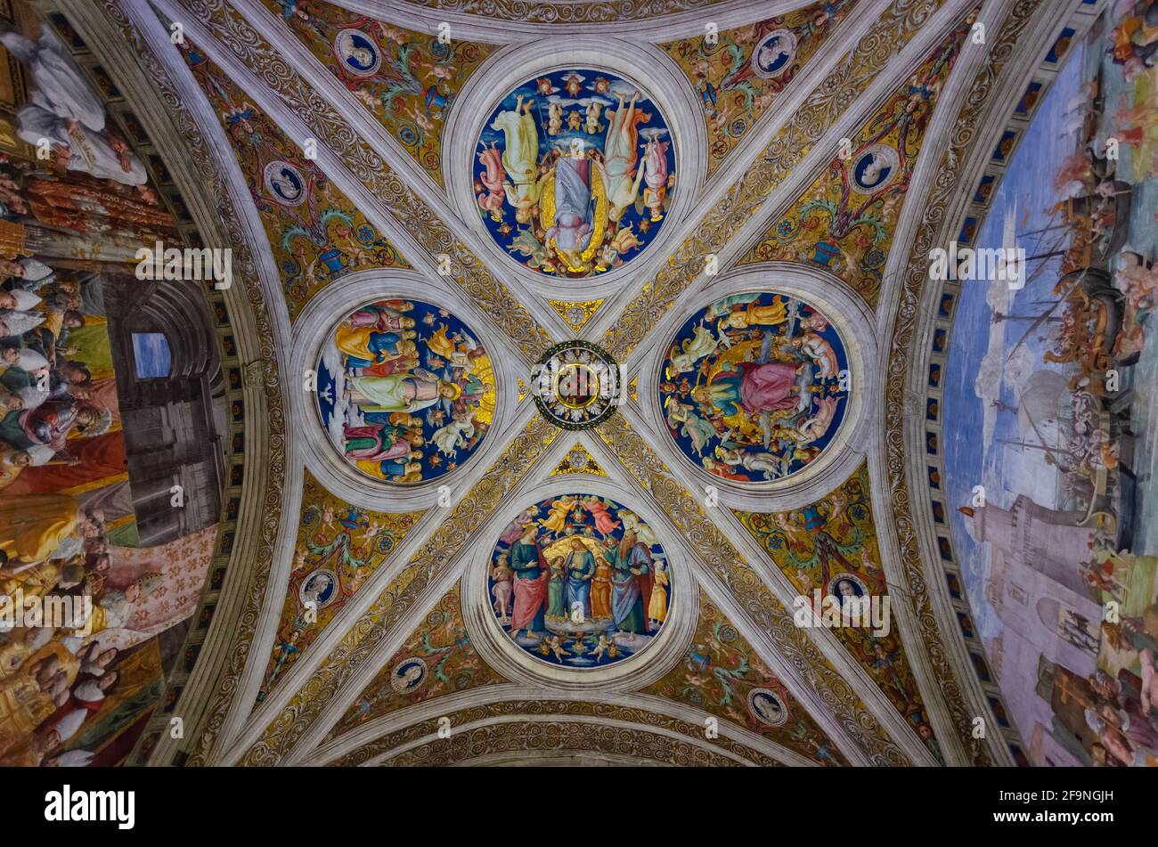 VATICAN CITY, ROME, ITALY. Details of the Beautiful Painting Ceiling - Stanze of Raphael ...