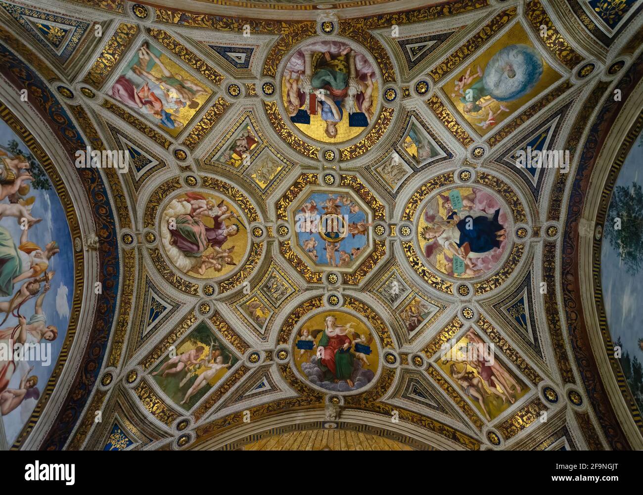 VATICAN CITY, ROME, ITALY. Details of the Beautiful Painting Ceiling - Stanze of Raphael ...