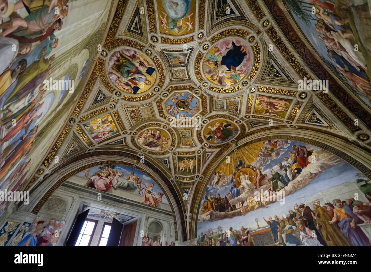 VATICAN CITY, ROME, ITALY. Details of the Beautiful Painting Ceiling - Stanze of Raphael ...