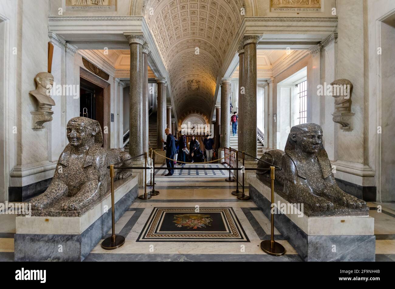 Vatican City, Rome, Italy. Ancient Egyptian statues and mummy on ...