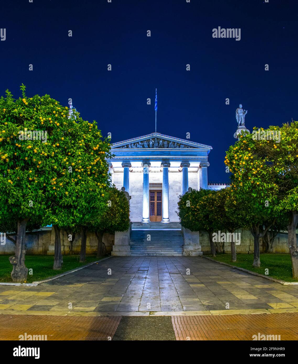 Academy of Athens at night, Greece Stock Photo - Alamy