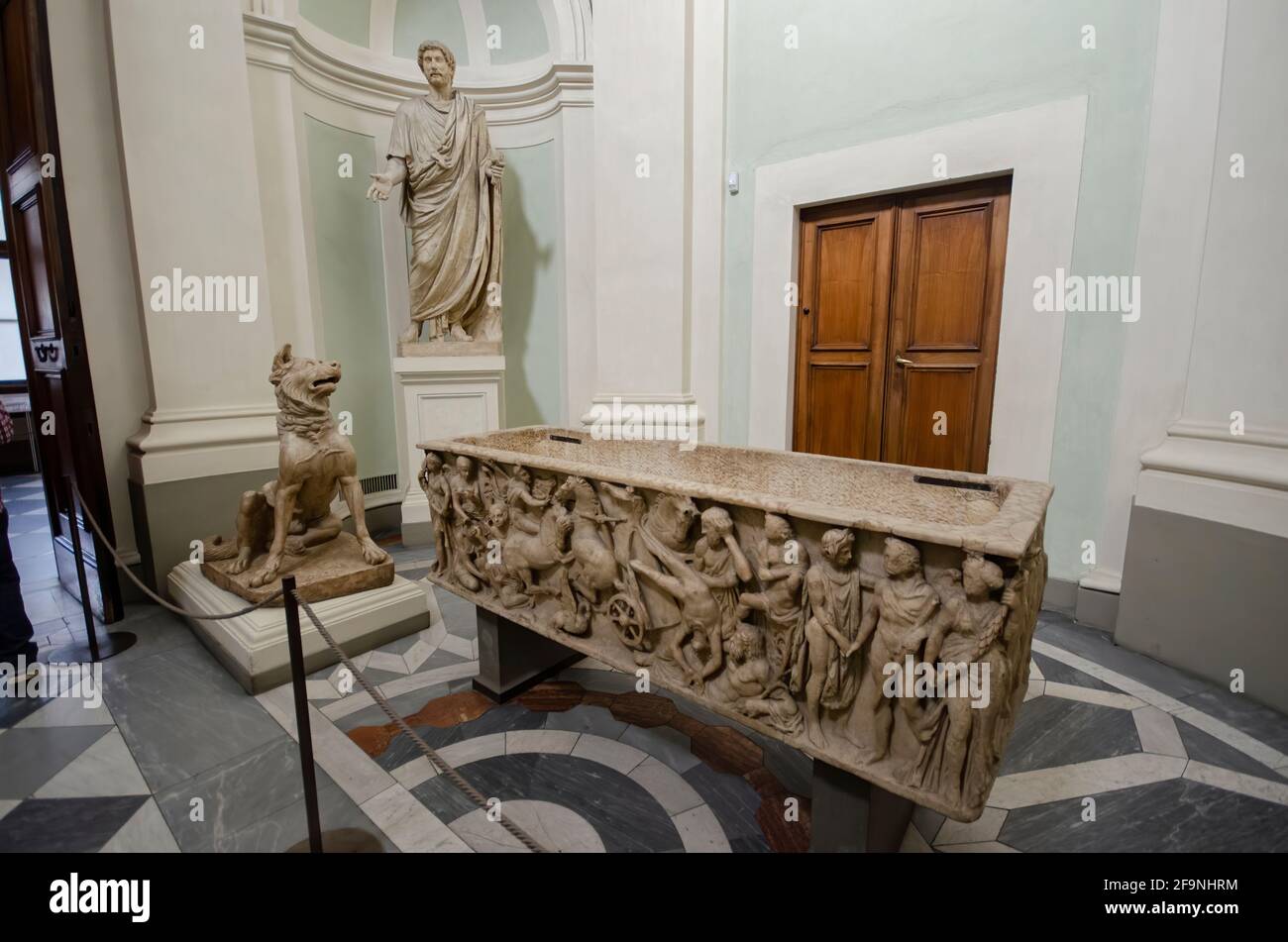 Florence, Italy. Interior of Uffizi museum Gallery, the most famous ...