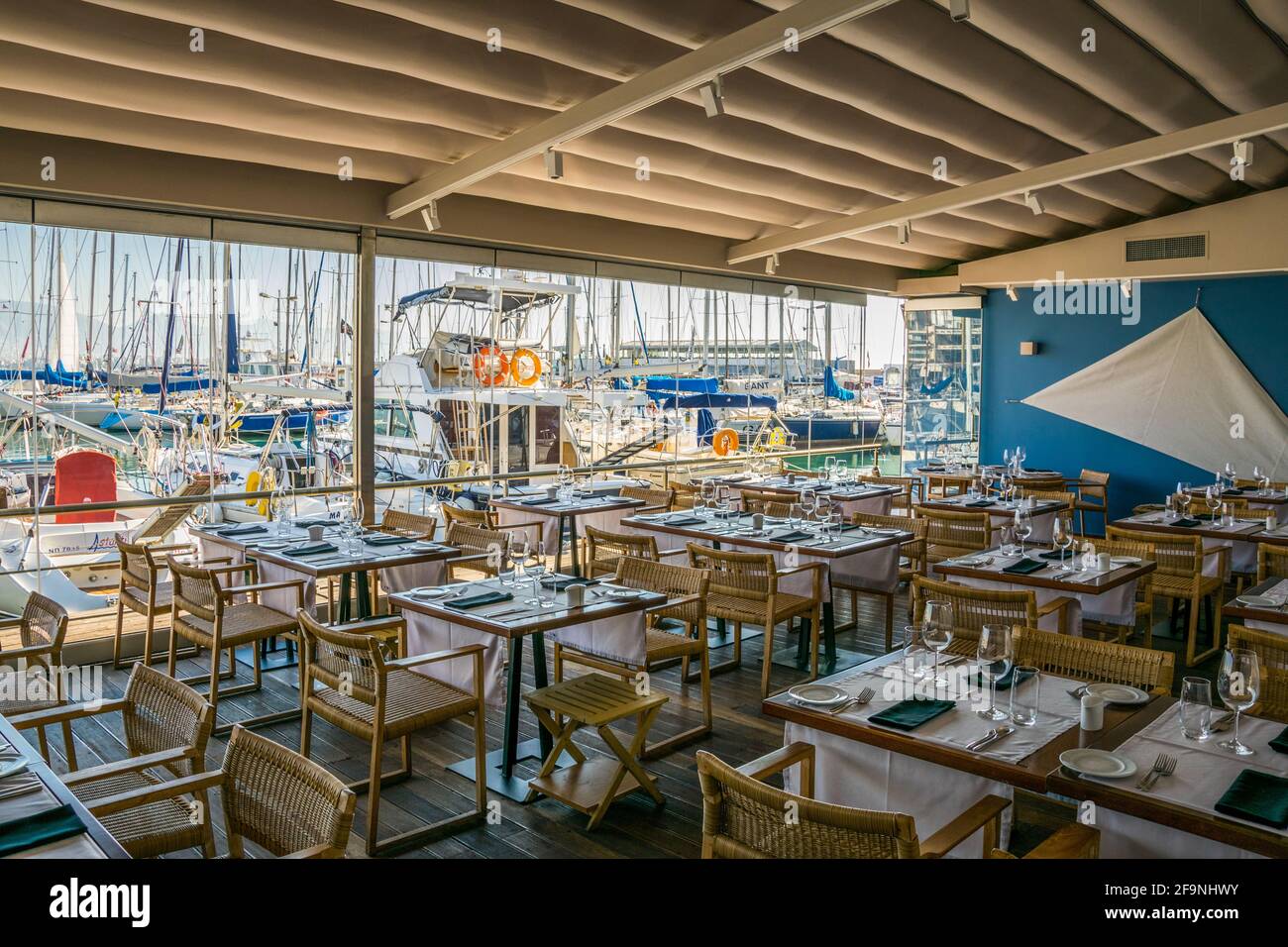 Modern restaurant interior with scenic seaside view Stock Photo - Alamy