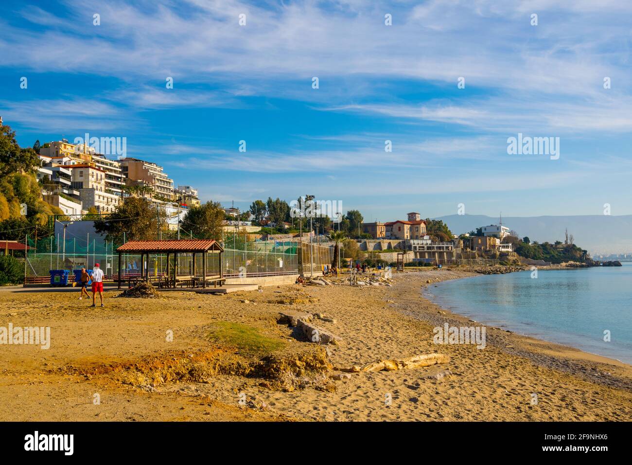 View of a tiny beach in piraeus district of athens, greece Stock Photo ...