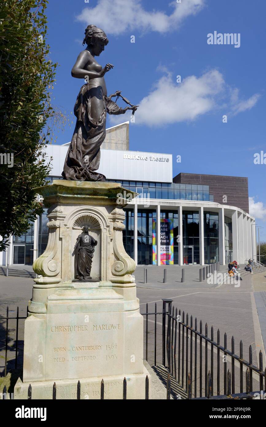 Canterbury, Kent, UK. Marlowe Theatre and the Marlowe Memorial – 'The ...