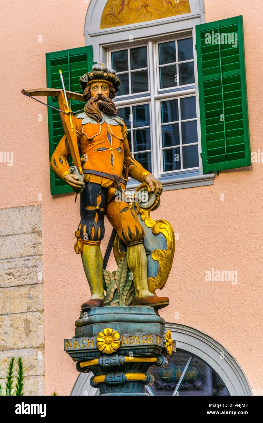 Statue of the swiss national hero Wilhelm Tell situated on the top of a ...