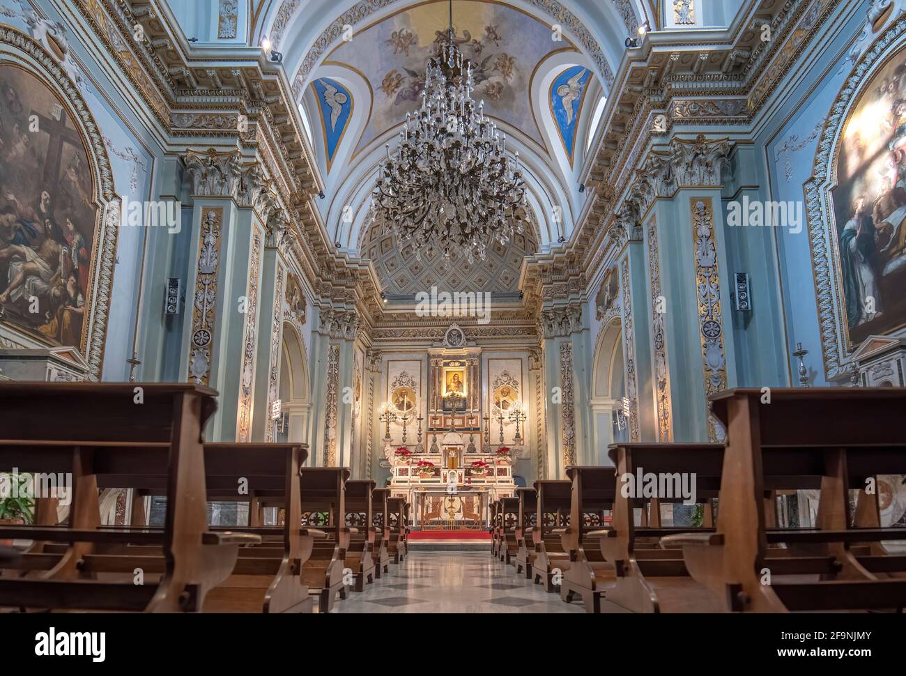 Bari, Puglia, Italy. Interior of Church of Saint Mary of Mount Carmel ...