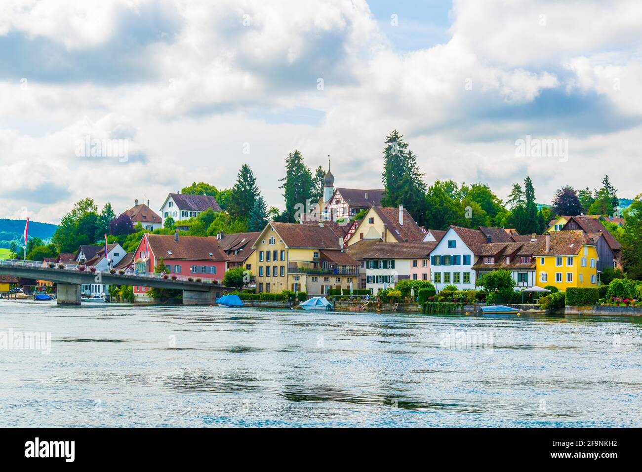 Stein am Rhein in Switzerland reflecting on Rhein river Stock Photo - Alamy