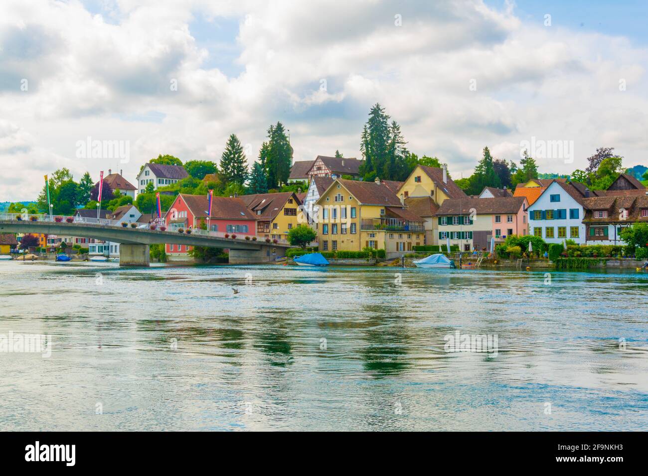 Stein am Rhein in Switzerland reflecting on Rhein river Stock Photo - Alamy