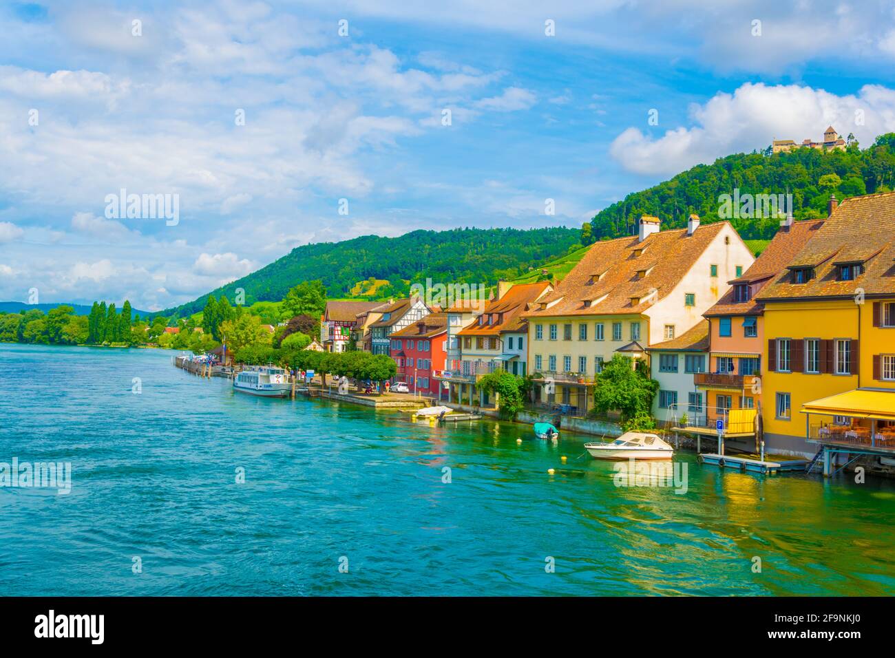 Stein am Rhein in Switzerland reflecting on Rhein river Stock Photo - Alamy