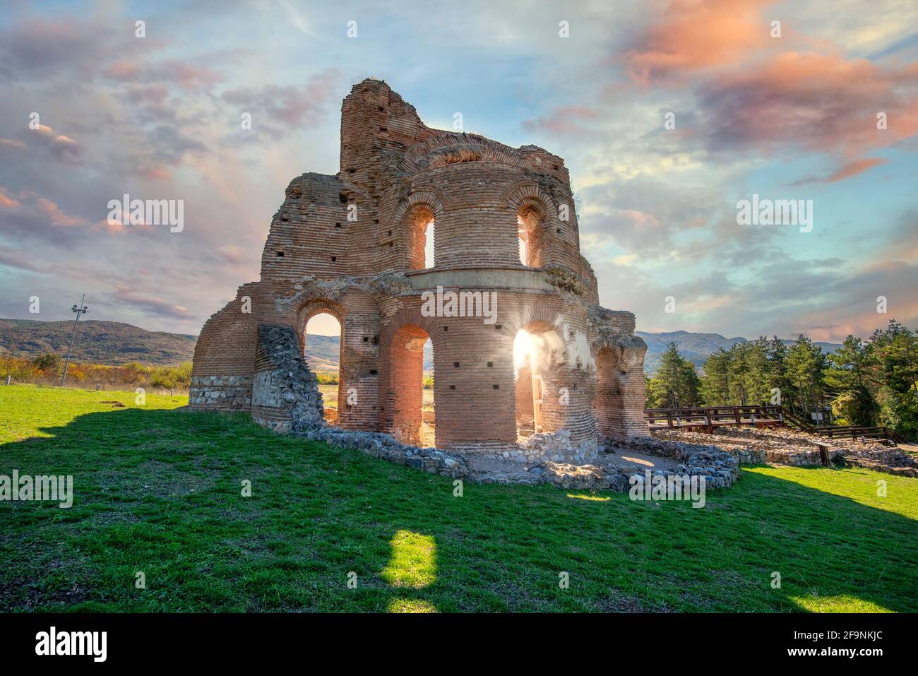 Ruins of early Byzantine Christian basilica know as The Red Church near ...
