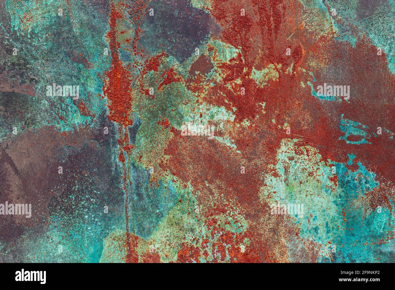 Turquoise and red rustic texture background with craquelure. Multi ...