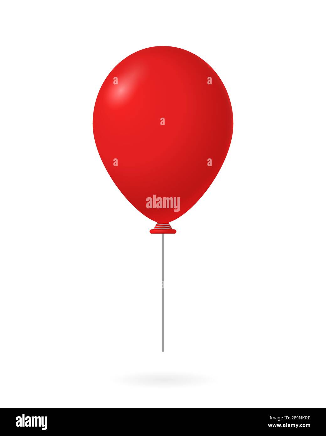 Red balloon with string. Holiday fun filled with round helium with ...