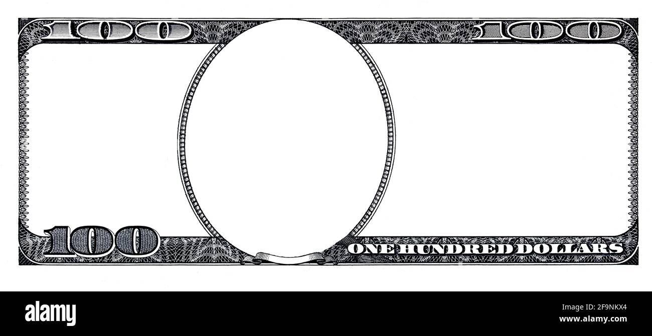 U.S. 100 dollar banknote. Elements for design purpose on white ...