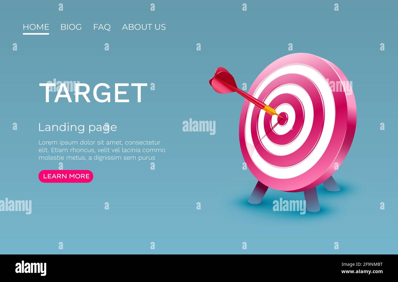 Target landing page, banner business 3d icon. Vector illustration Stock ...