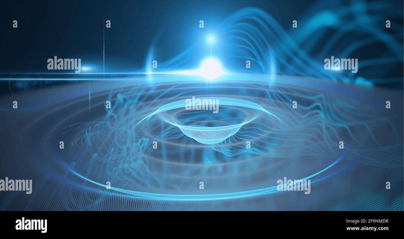 Composition of glowing light over blue glowing mesh Stock Photo - Alamy Composition of glowing light over blue glowing mesh Stock Photo - Alamy