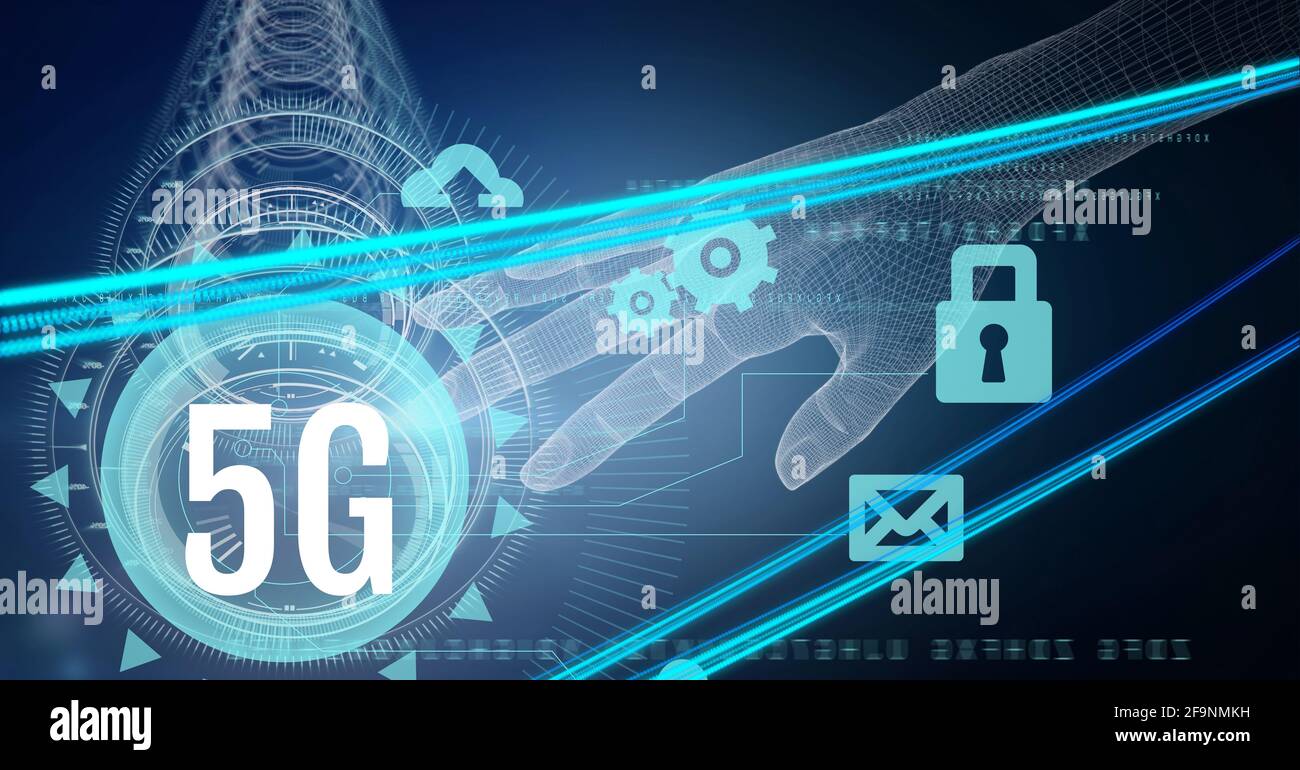 Composition Of 5g Text Over Multiple Scopes Hand And Digital Icons Stock Photo Alamy