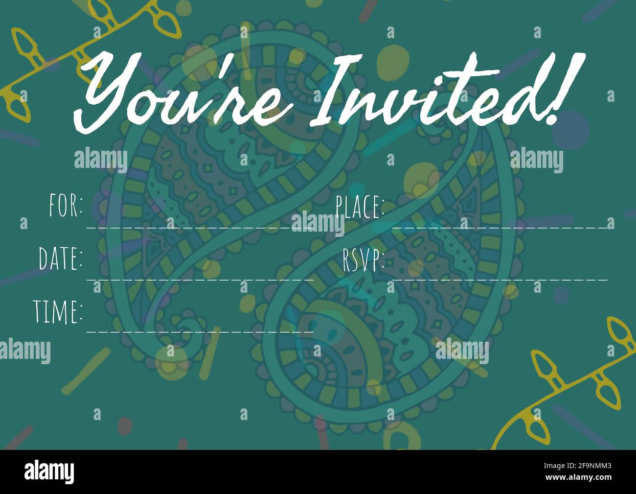Invitation with you're invited text with copy space over heart pattern ...