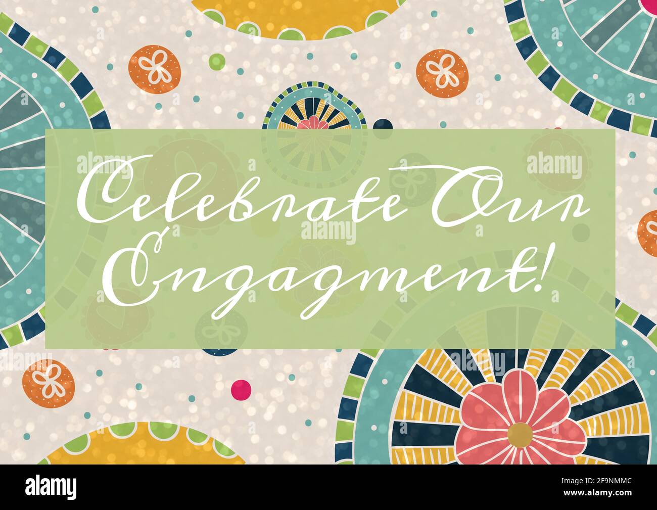 Invitation with celebrate our engagement text with copy space on green ...