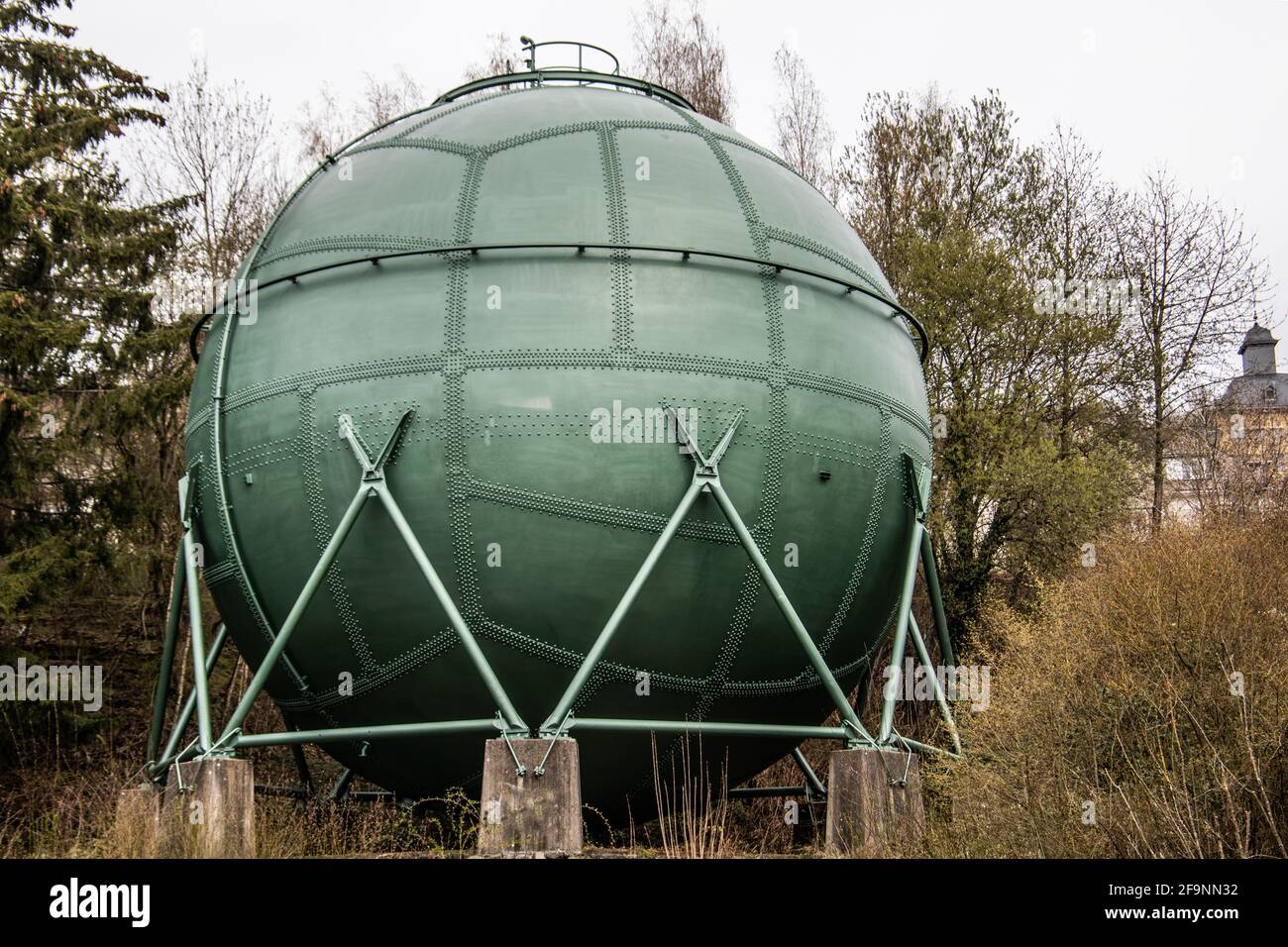 spherical antique gas tank as an industrial monument Stock Photo - Alamy