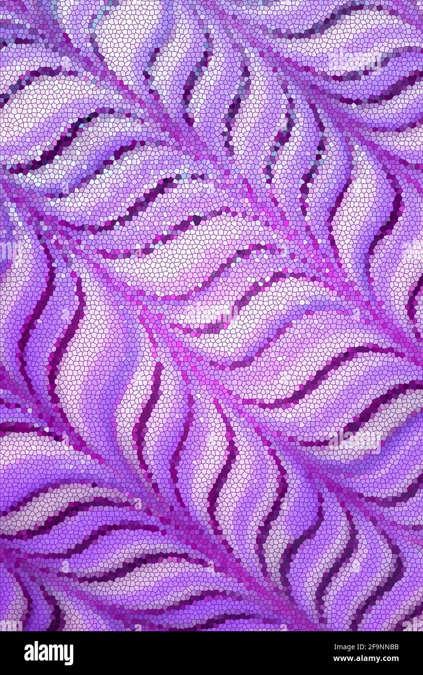 Illustration of stained glass style wavy abstract pattern in purple ...