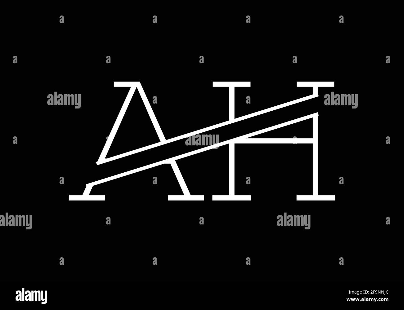 Logo and symbol design with alphabet ah and letters Black and White ...