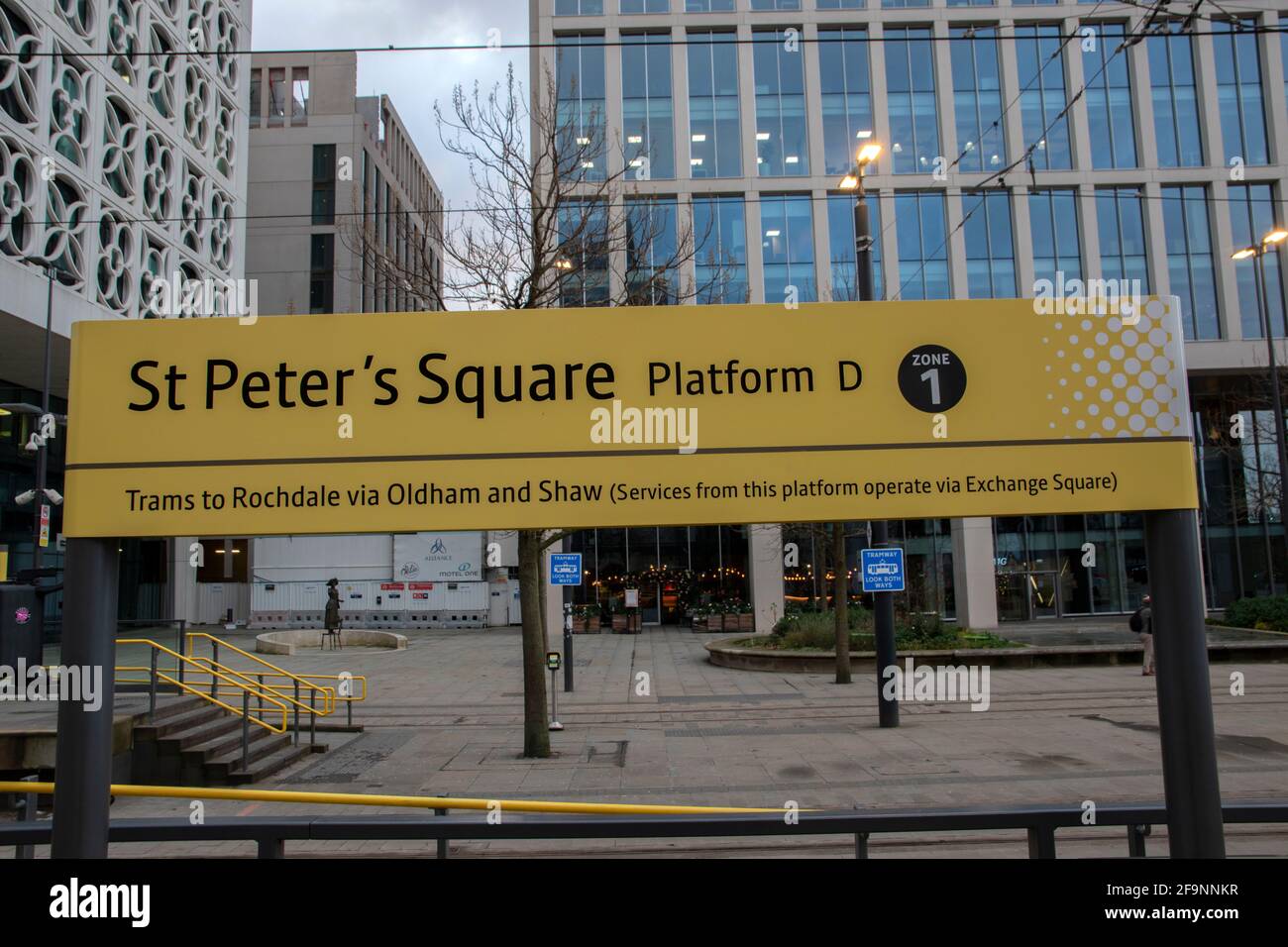 Tram Platform Saint Peter's Square At Manchester England 8-12-2019 ...