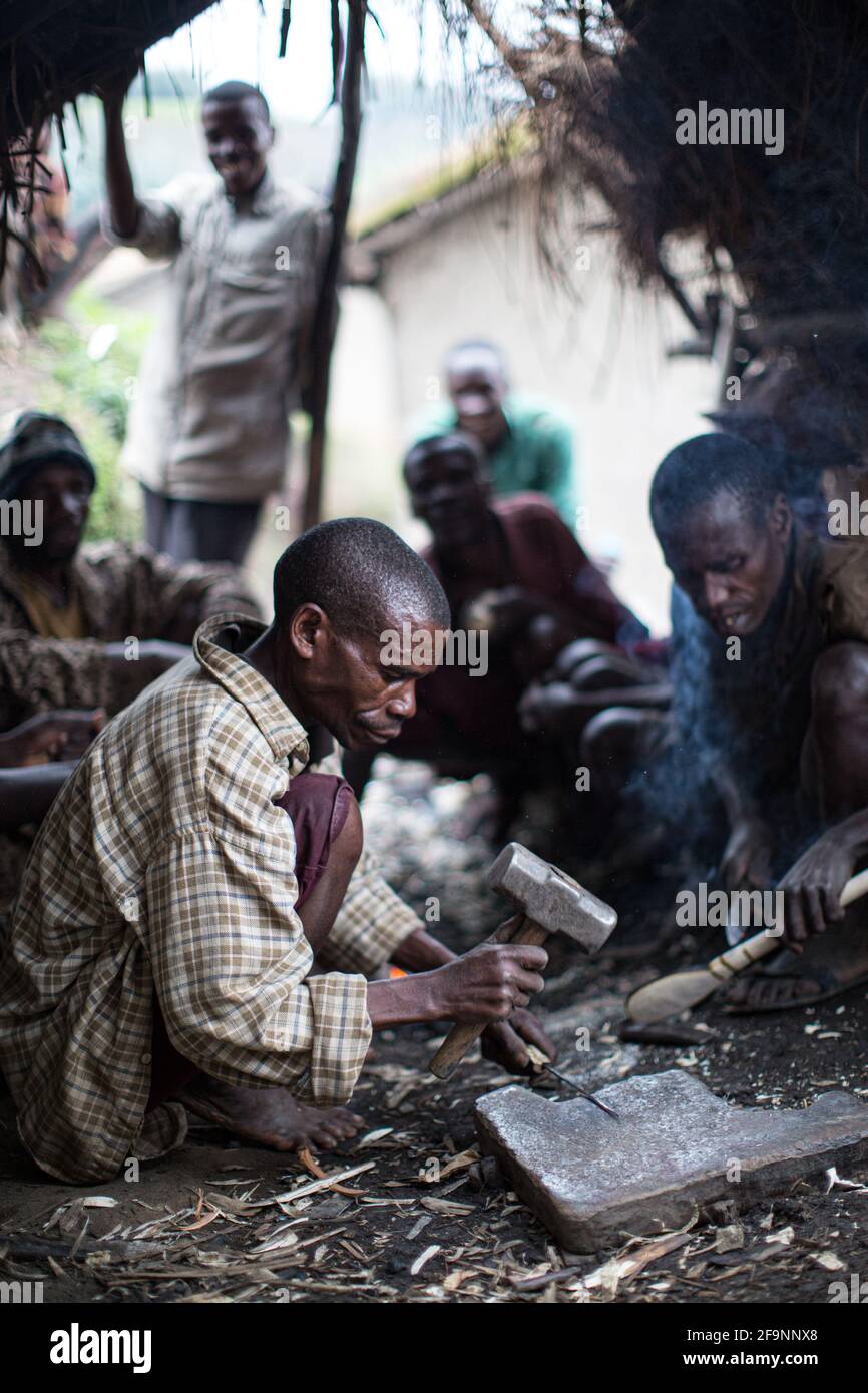 Traditional Pygmy Village, Kibira National Park, Burundi, Africa Stock ...