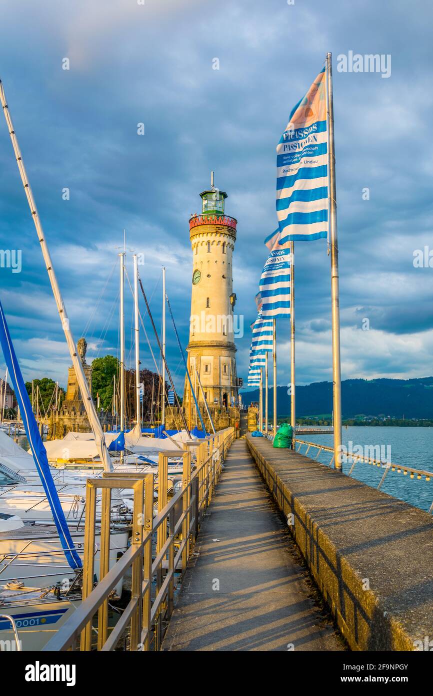 View of a lighthouse in the german town Lindau Stock Photo - Alamy
