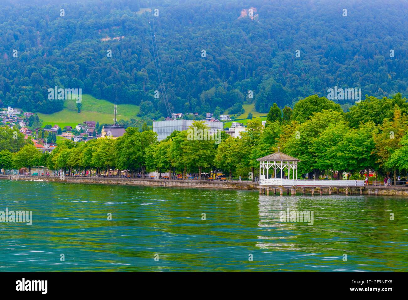 View of a lakeside promenade of the Austrian city Bregenz Stock Photo ...