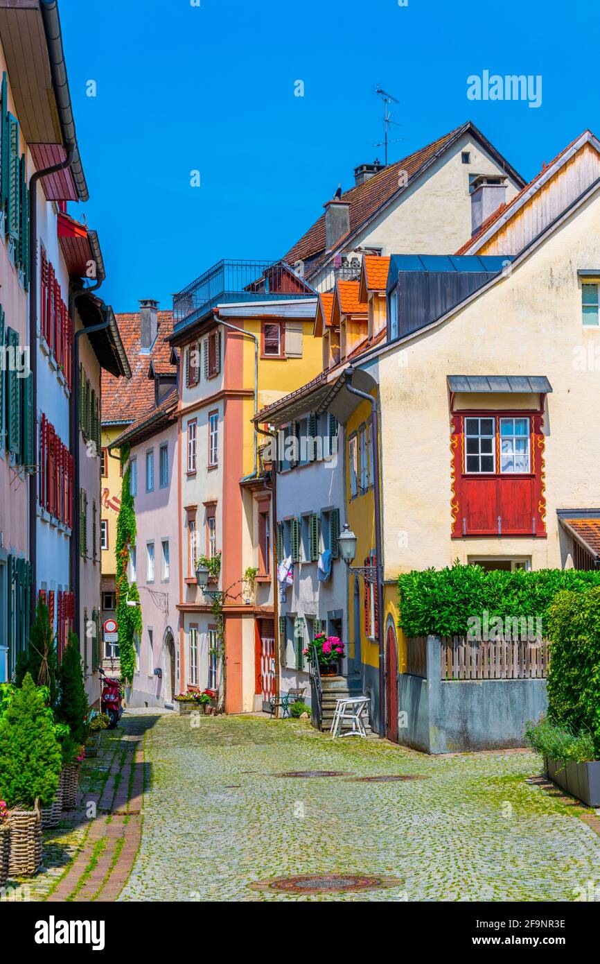 View of a narrow street in the old town of Bregenz, Austria Stock Photo ...