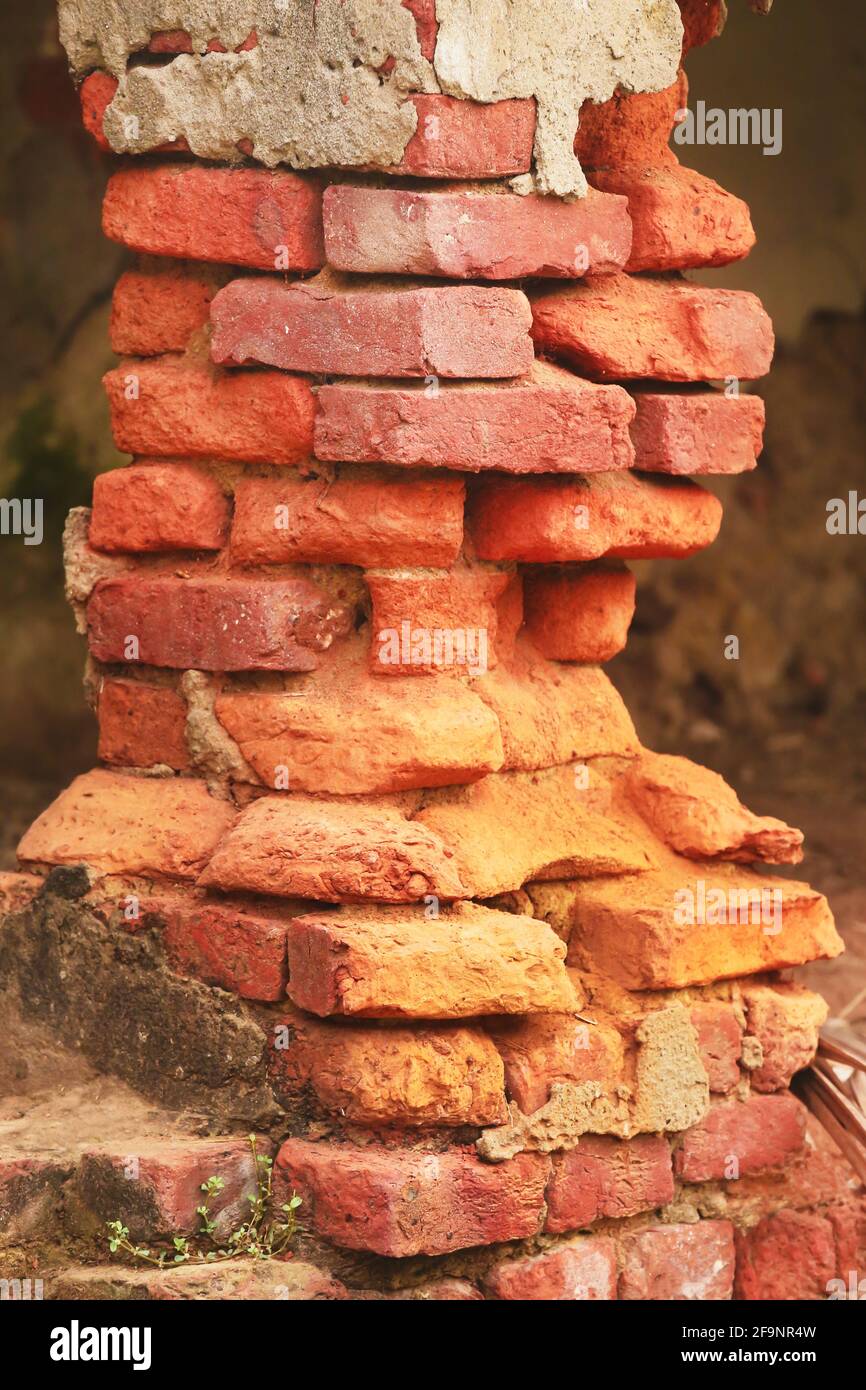 Eroded brick structure as ruin of old aged building in Bangladesh Stock ...