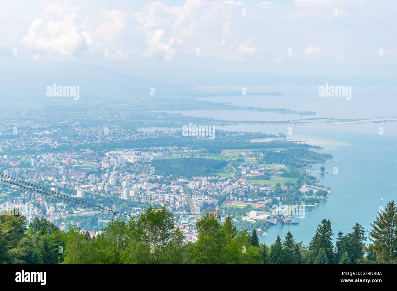 Aerial view of the Austrian city Bregenz situated on the bodensee lake ...